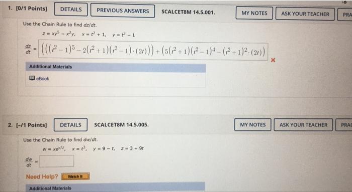 Solved 1. [0/1 Points) DETAILS PREVIOUS ANSWERS SCALCET8M | Chegg.com