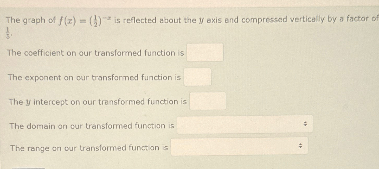 Solved The graph of f(x)=(12)-x ﻿is reflected about the y | Chegg.com