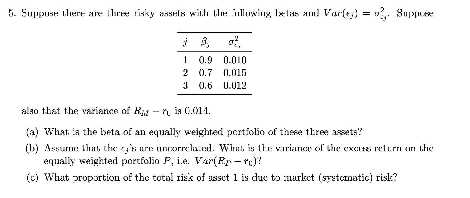 Solved Suppose there are three risky assets with the | Chegg.com