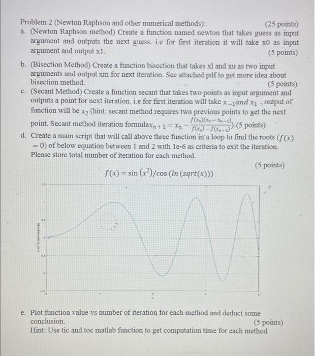 Solved Problem 2 (Newton Raphson and other numerical | Chegg.com