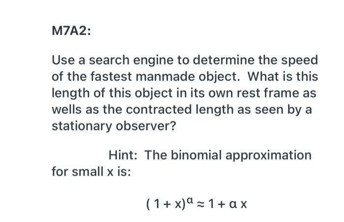 Solved MZA2: Use a search engine to determine the speed of | Chegg.com