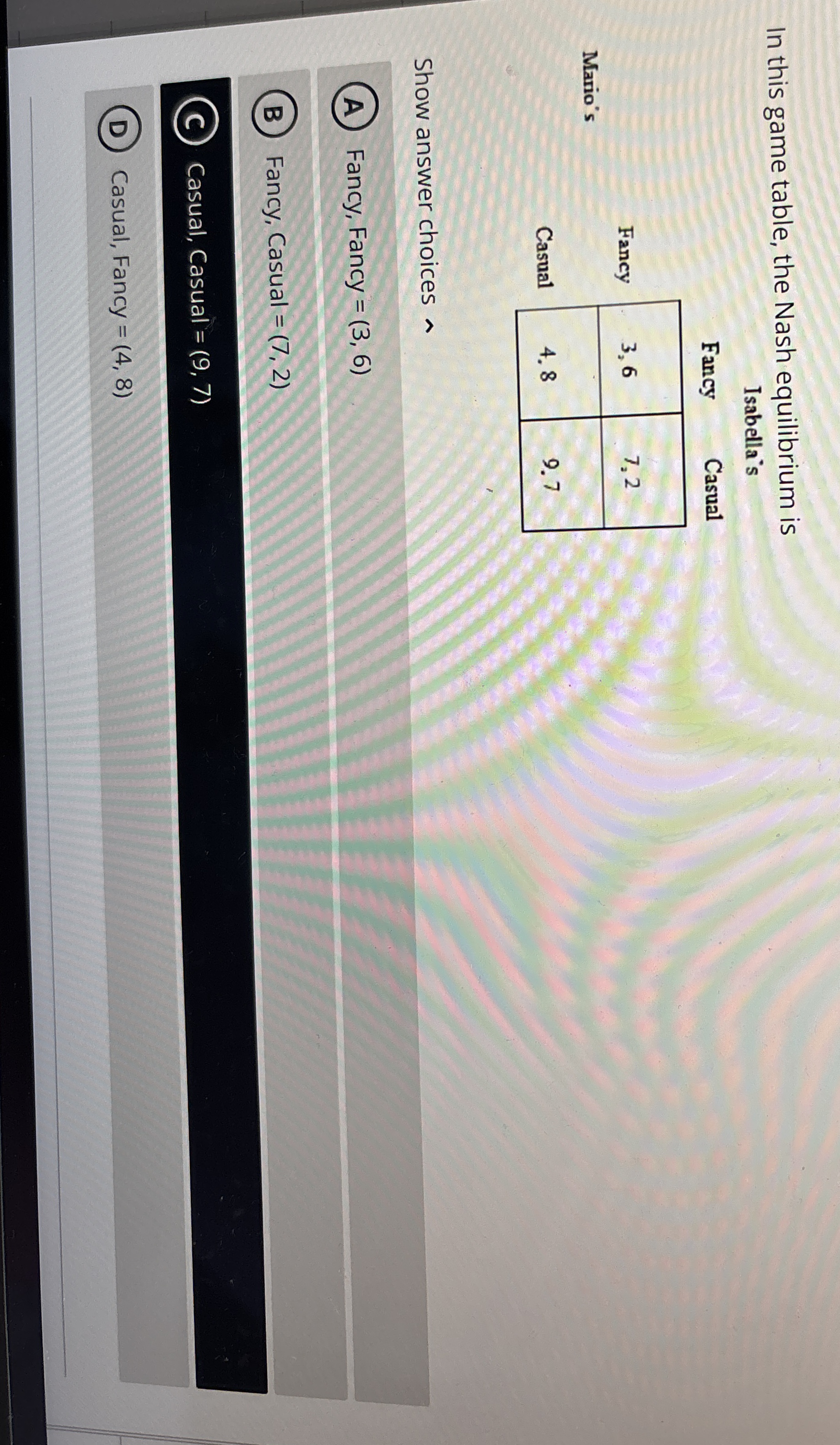 Solved In this game table, the Nash equilibrium | Chegg.com