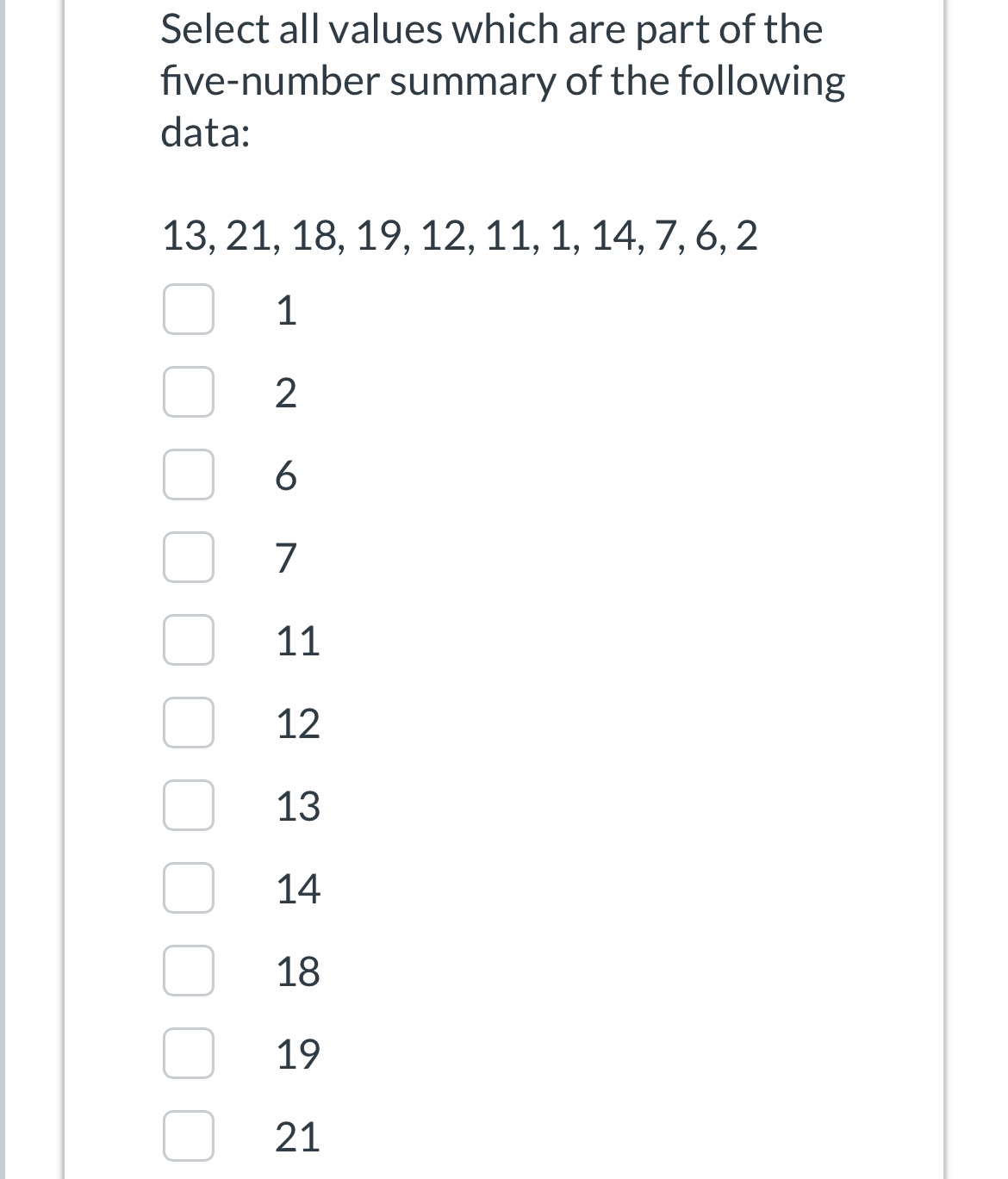 Solved Select all values which are part of thefive-number | Chegg.com