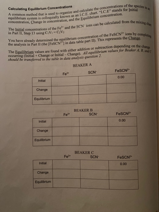 Part II: Equilibrium Systems, calculating the | Chegg.com