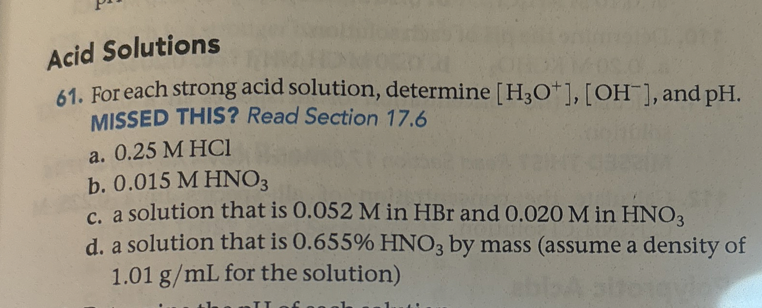 Solved Acid SolutionsFor each strong acid solution, | Chegg.com