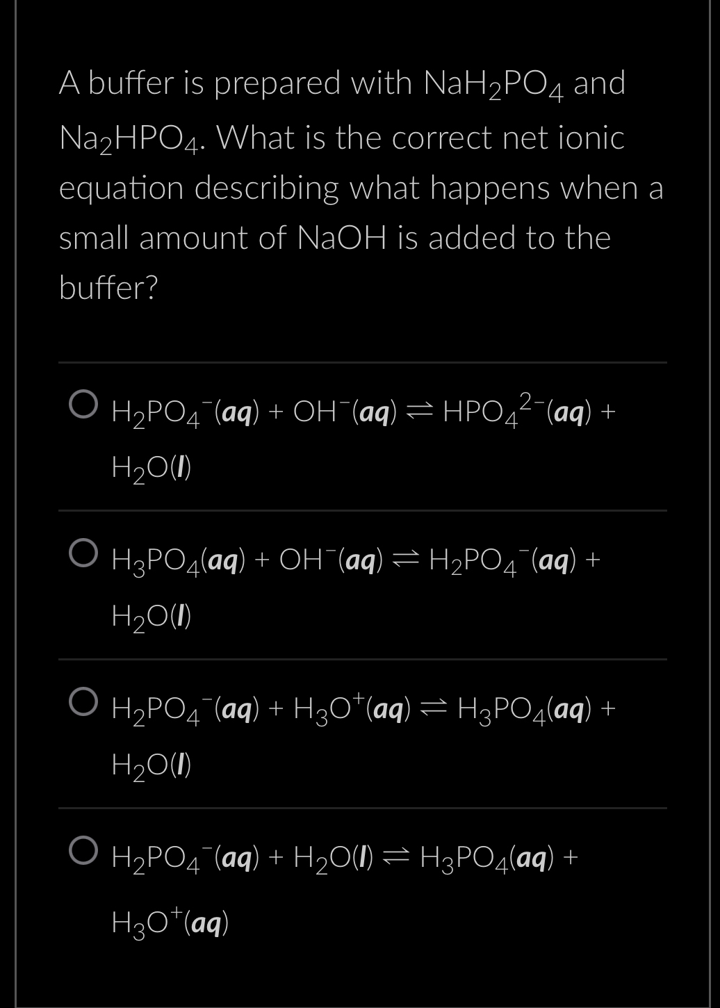 Solved A buffer is prepared with NaH2PO4 ﻿and Na2HPO4. ﻿What | Chegg.com