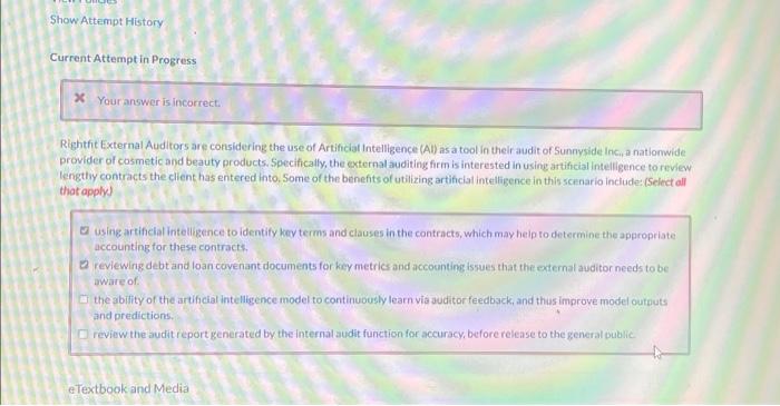 Solved Rightfit External Auditors are considering the use of | Chegg.com