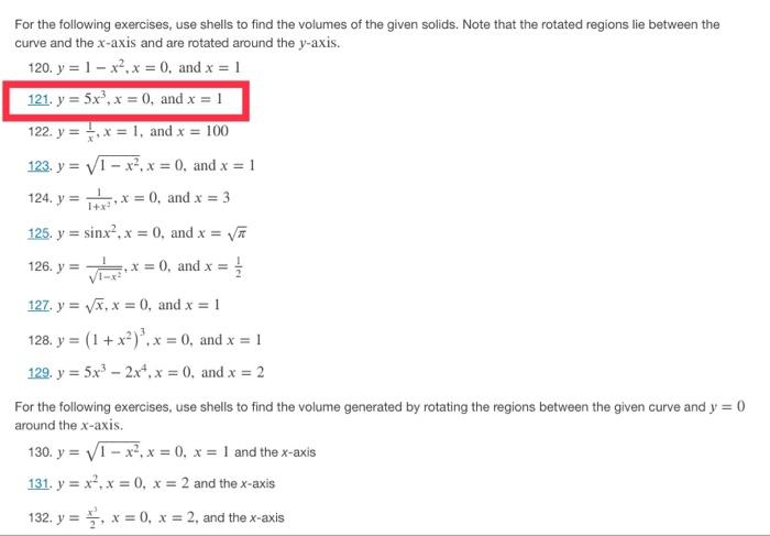 Solved For The Following Exercises Use Shells To Find The