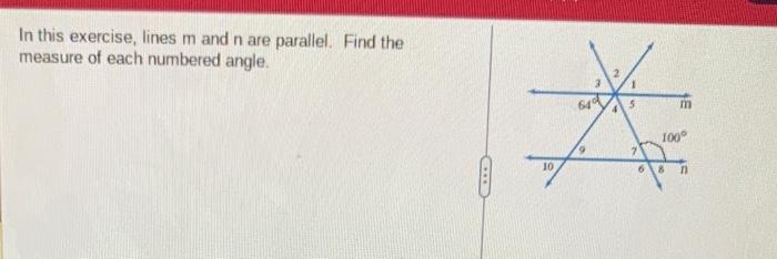 Solved In this exercise, lines m and n are parallel. Find | Chegg.com