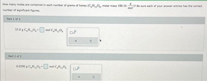 Solved How many moles are contained in each number of grams | Chegg.com