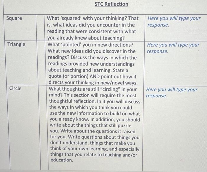 STC Reflection Square Here you will type your | Chegg.com