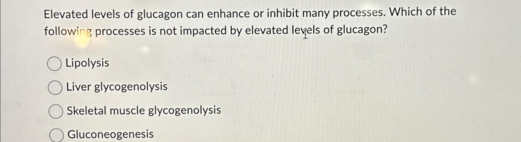 Solved Elevated levels of glucagon can enhance or inhibit | Chegg.com