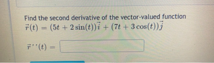 Solved Find the second derivative of the vector-valued | Chegg.com