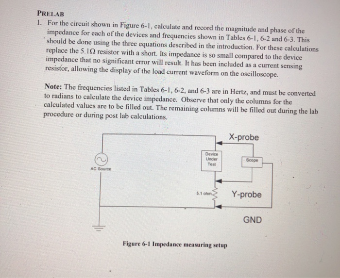 PRELAB 1. For the circuit shown in Figure 6-1, | Chegg.com