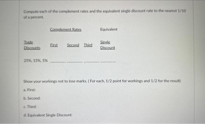 Solved Compute each of the complement rates and the | Chegg.com