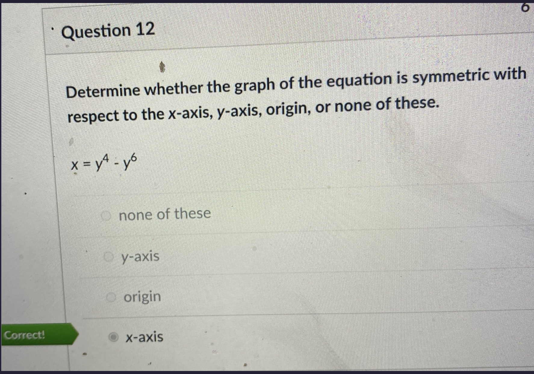 Solved Question 12Determine whether the graph of the | Chegg.com