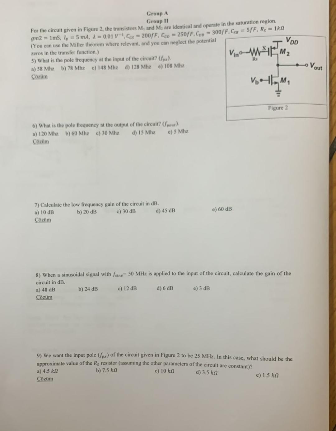 Solved Group AGroup IIFor the circuit given in Figure 2, | Chegg.com