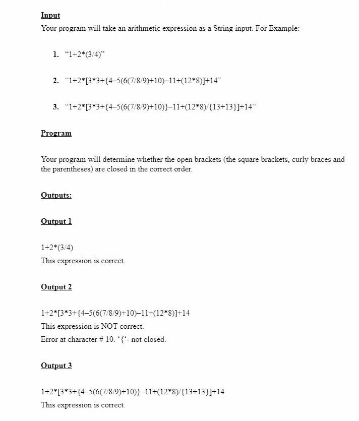 Solved Solve the above problem using an array based stack or | Chegg.com