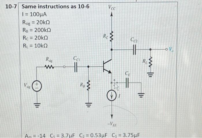 Solved D 10.6 Figure P10.6 shows a CS amplifier biased by a | Chegg.com