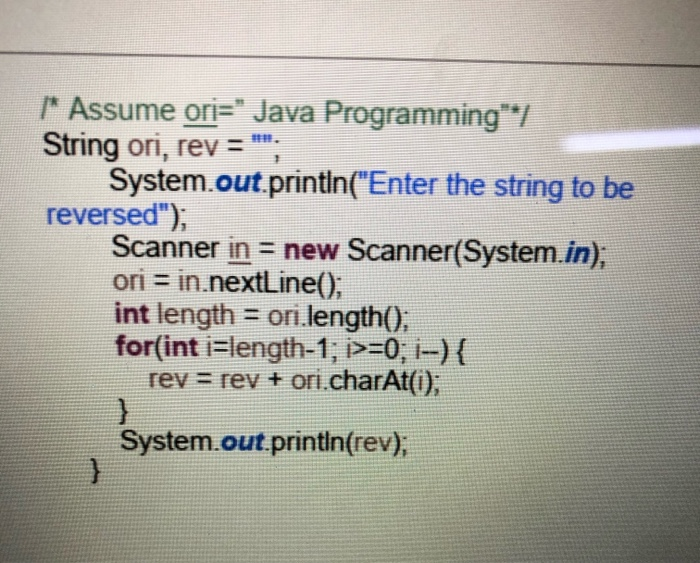 Solved Assume Ori Java Programming String Ori Rev 0173