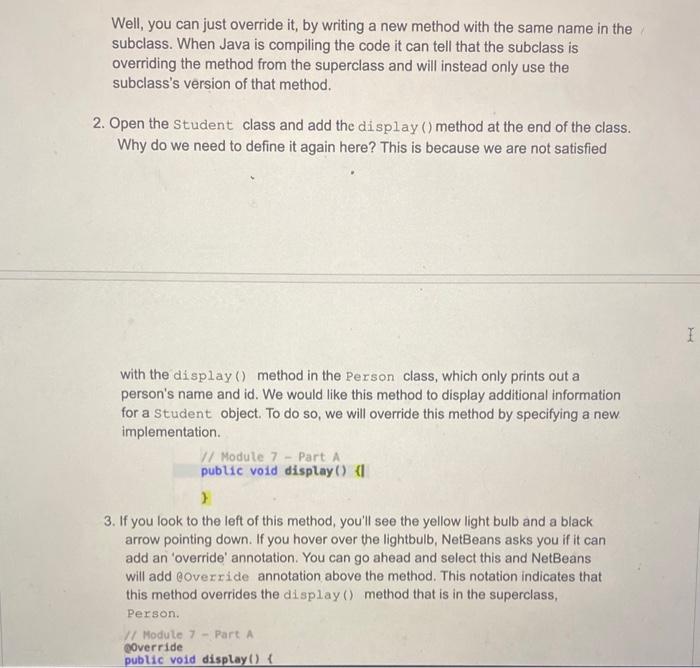 A: Overriding methods 1. Open the NetBeans Project | Chegg.com