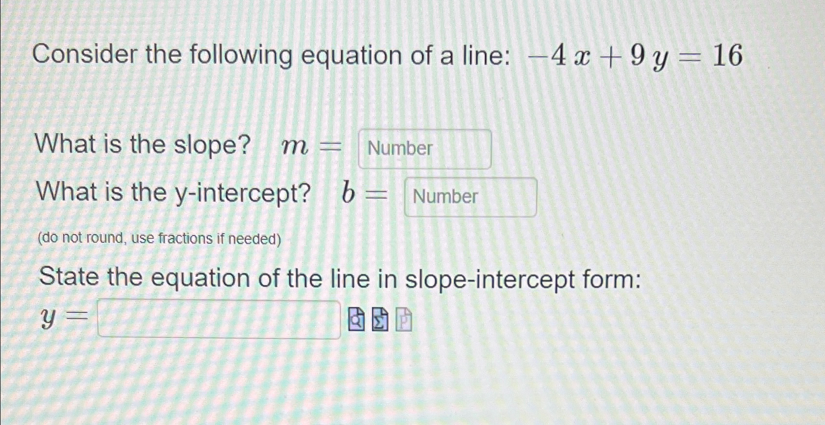 Solved Consider the following equation of a line: | Chegg.com