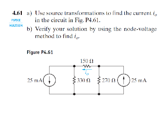 Solved 4.61 ﻿a) ﻿Use source transformations to find the | Chegg.com