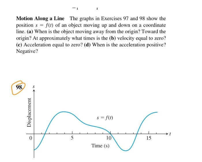 Solved Motion Along a Line The graphs in Exercises 97 and 98 | Chegg.com