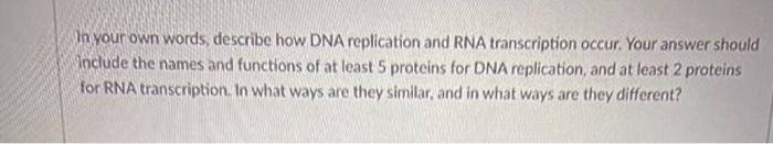 Solved Inyour own words, describe how DNA replication and | Chegg.com