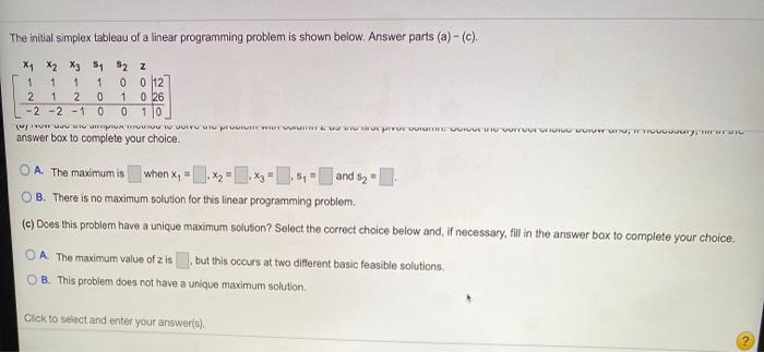 Solved The initial simplex tableau of a linear programming | Chegg.com