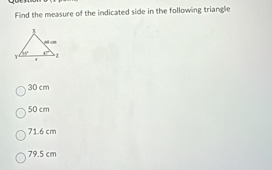 Solved Find the measure of the indicated side in the | Chegg.com