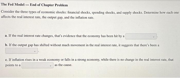 Solved The Fed Model - End of Chapter Problem Consider the | Chegg.com
