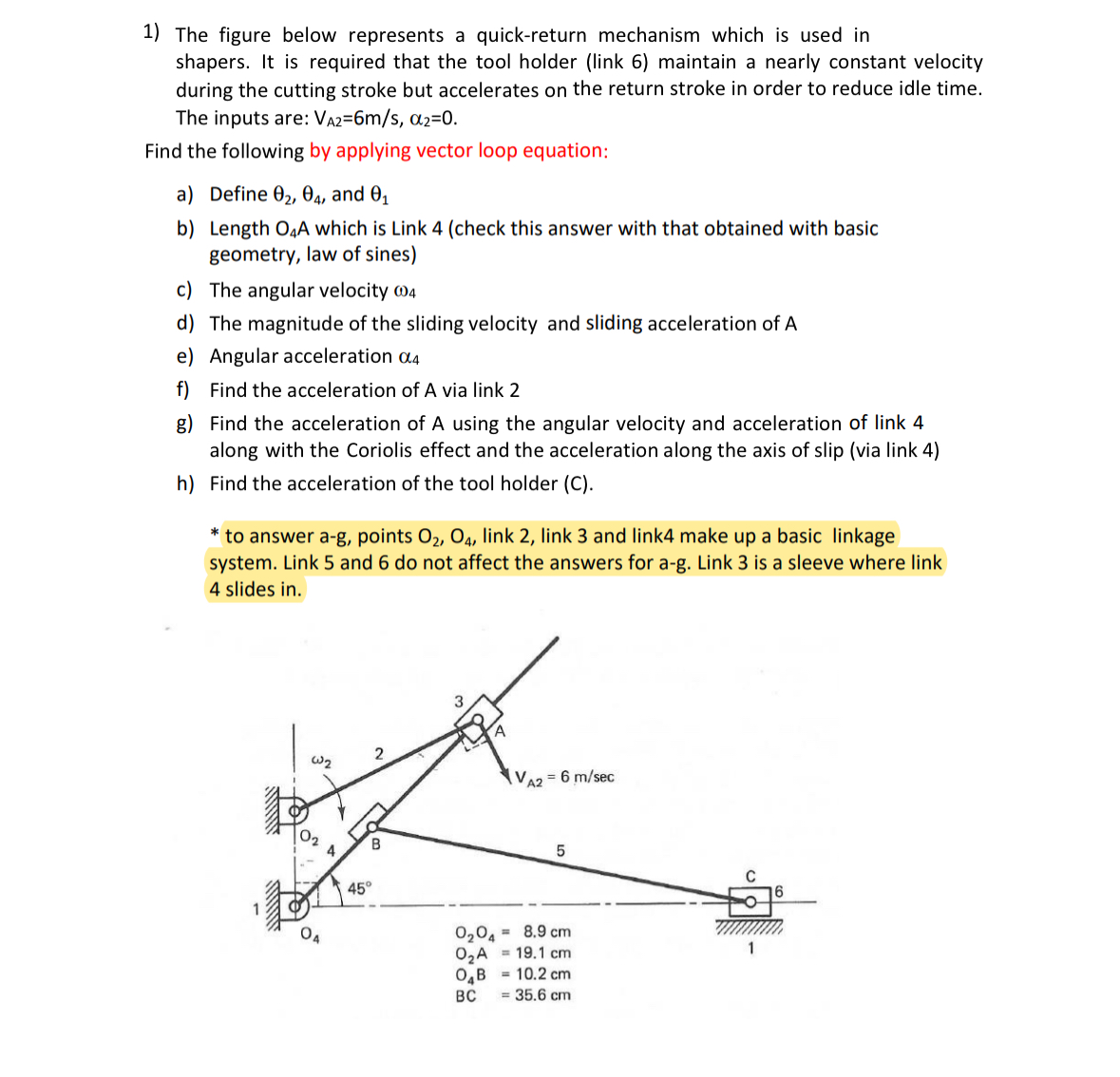 Solved The figure below represents a quick-return mechanism | Chegg.com