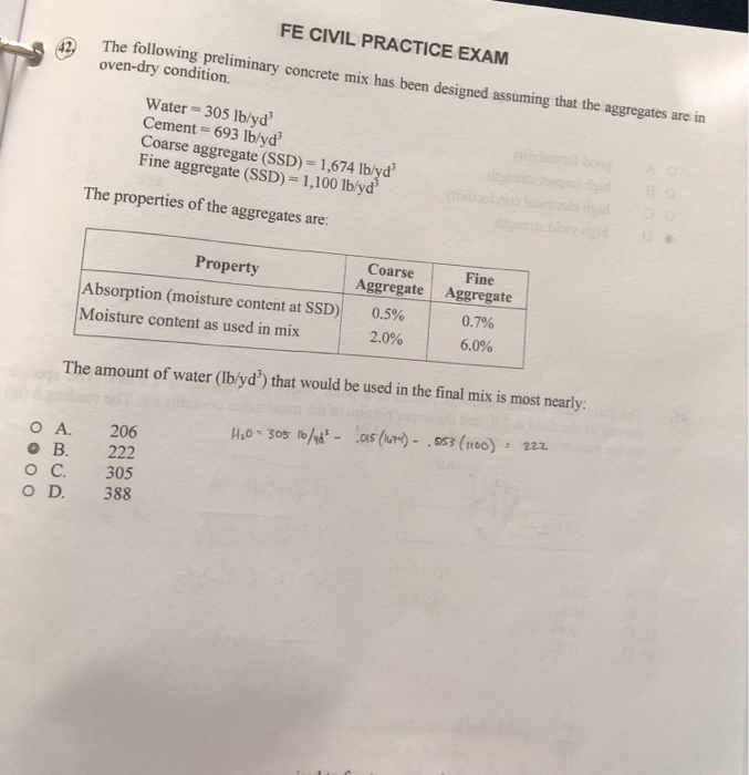 Solved FE CIVIL PRACTICE EXAM The following preliminary | Chegg.com