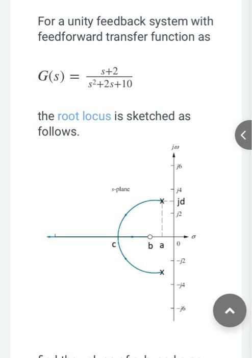 Solved For a unity feedback system with feedforward transfer | Chegg.com