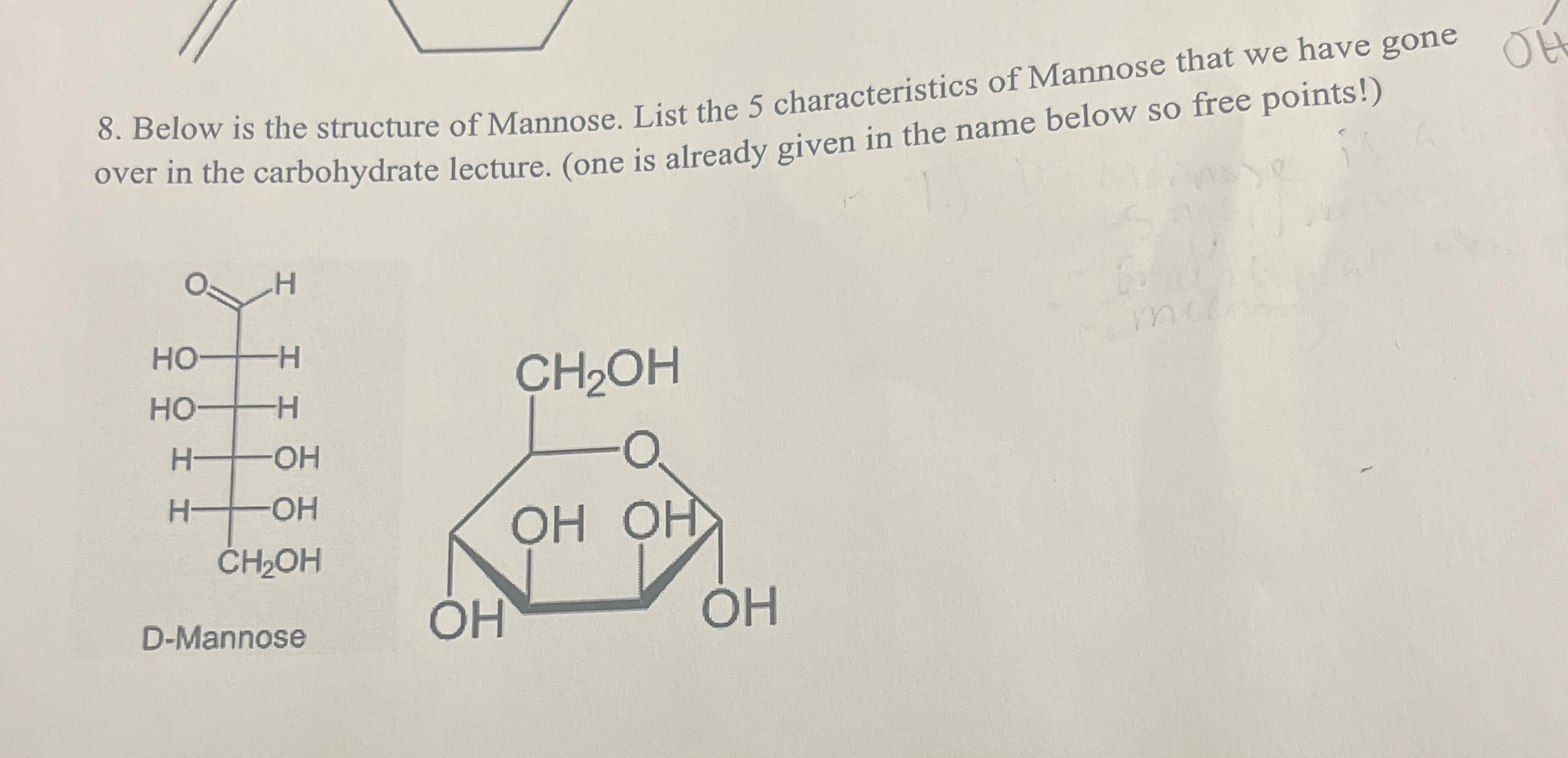 Solved Below is the structure of Mannose. List the 5 | Chegg.com