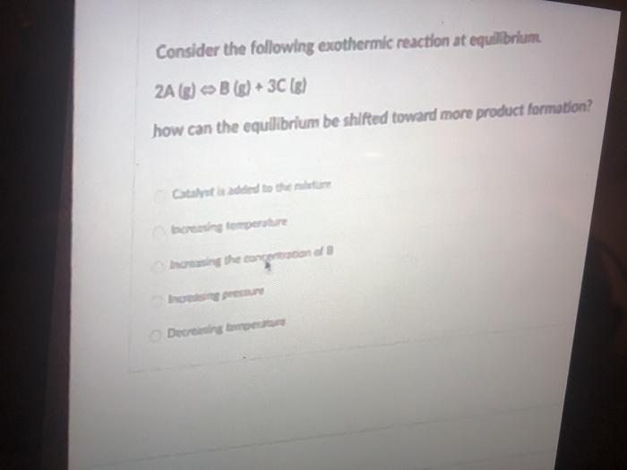 Solved Consider the following exothermic reaction at | Chegg.com