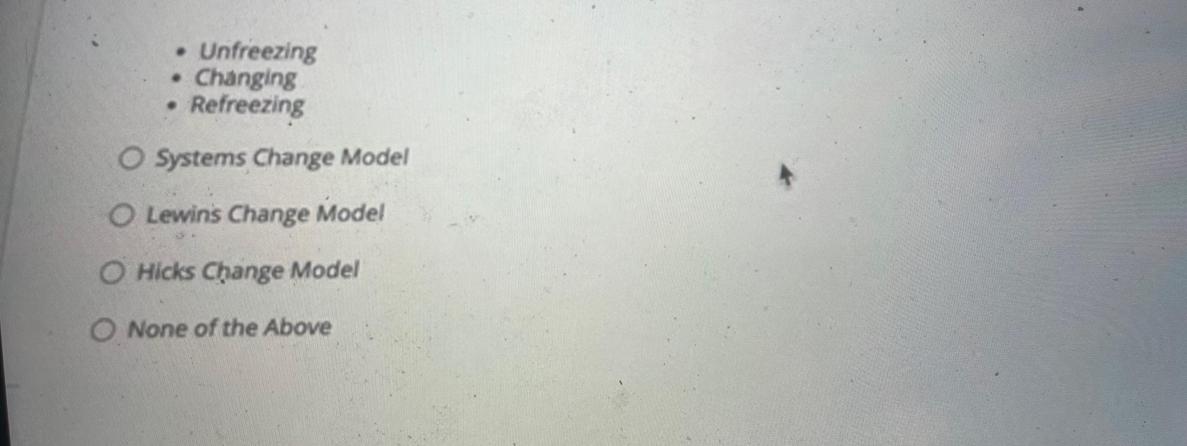 Solved UnfreezingChangingRefreezingSystems Change | Chegg.com