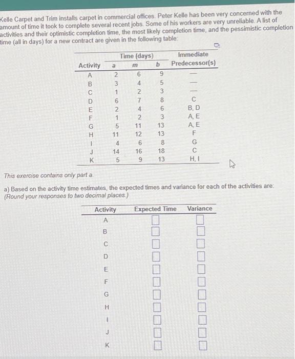 Solved Kelle Carpet and Trim installs carpet in commercial | Chegg.com
