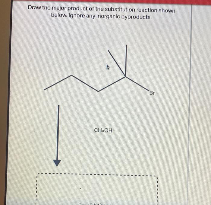 Solved Draw the major product of the substitution reaction | Chegg.com