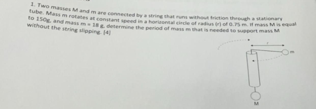 Solved Two masses M ﻿and m ﻿are connected by a string that | Chegg.com
