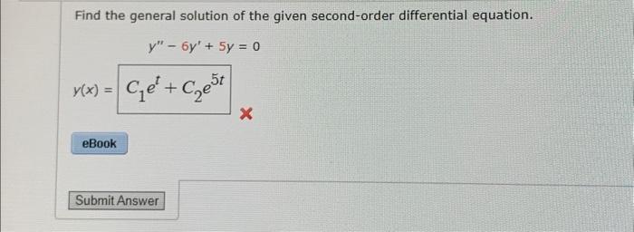 Solved Find the general solution of the given second-order | Chegg.com
