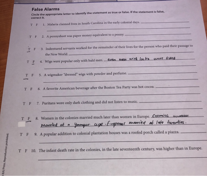 Solved False Alarms Circle the appropriate letter to | Chegg.com