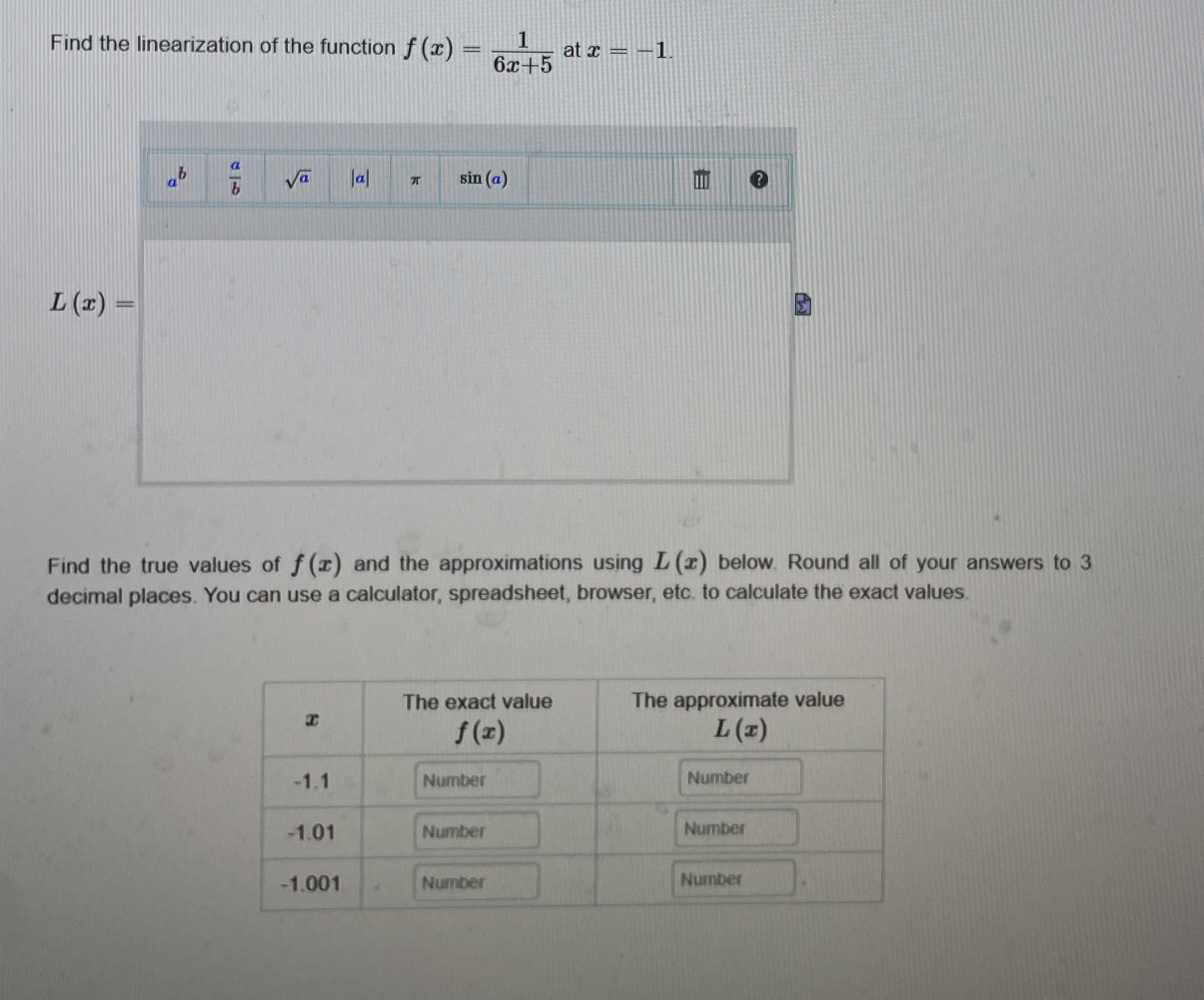 Find the linearization of the function f(x)=16x 5 ﻿at | Chegg.com