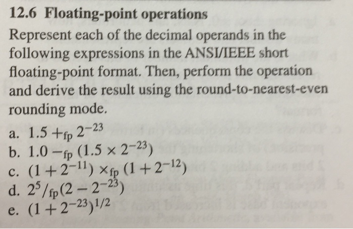 12.6 Floating-point operations Represent each of the | Chegg.com