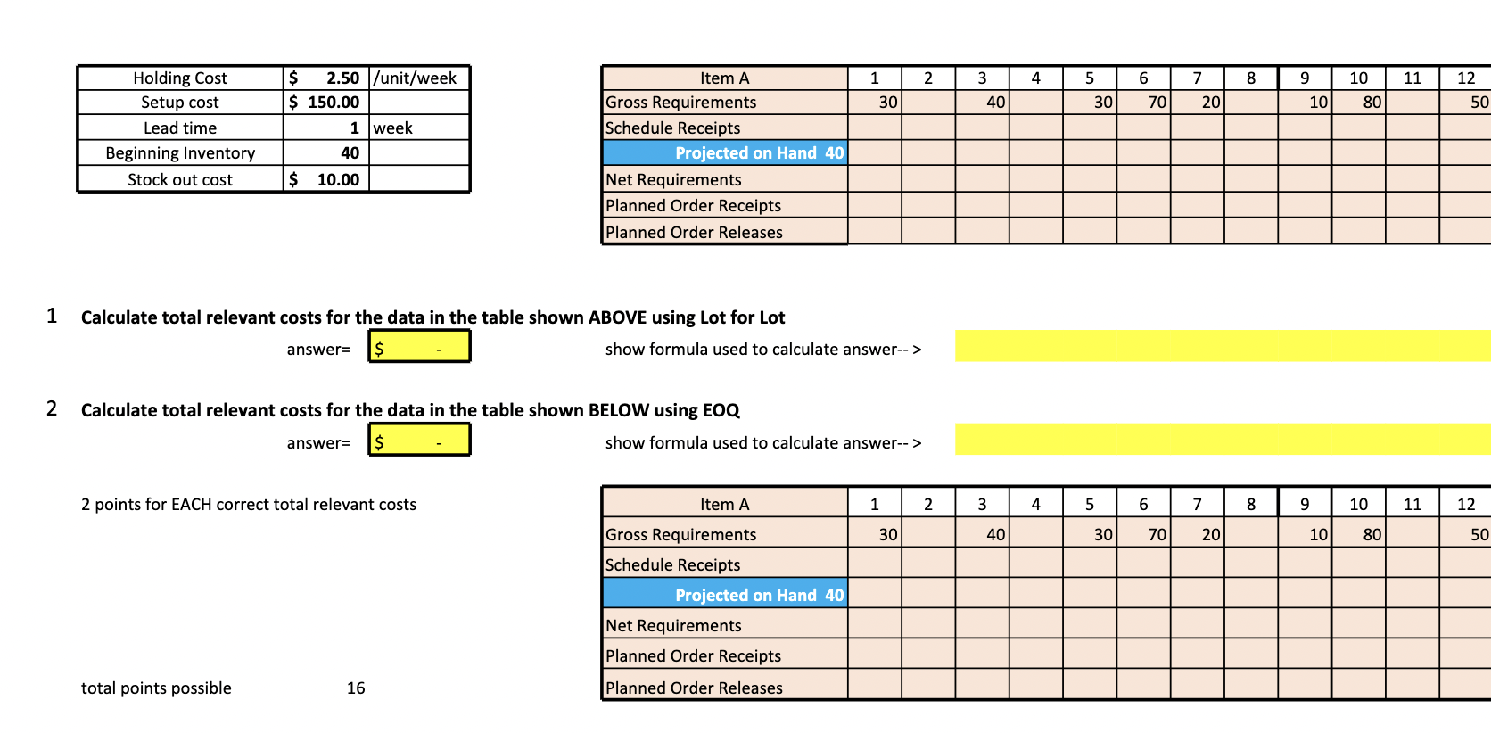 Solved 1 ﻿Calculate total relevant costs for the data in the | Chegg.com