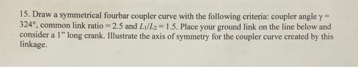 Solved 15. Draw a symmetrical fourbar coupler curve with the | Chegg.com