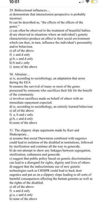 10:01 29. Bidirectional influences... a) demonstrate | Chegg.com