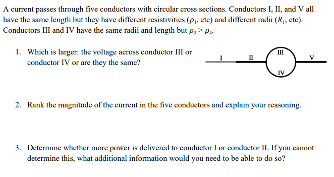 Solved A current passes through five conductors with | Chegg.com