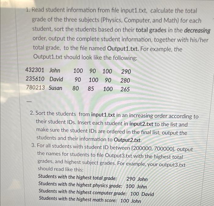 Solved You are provided with two input files, input1.txt and | Chegg.com